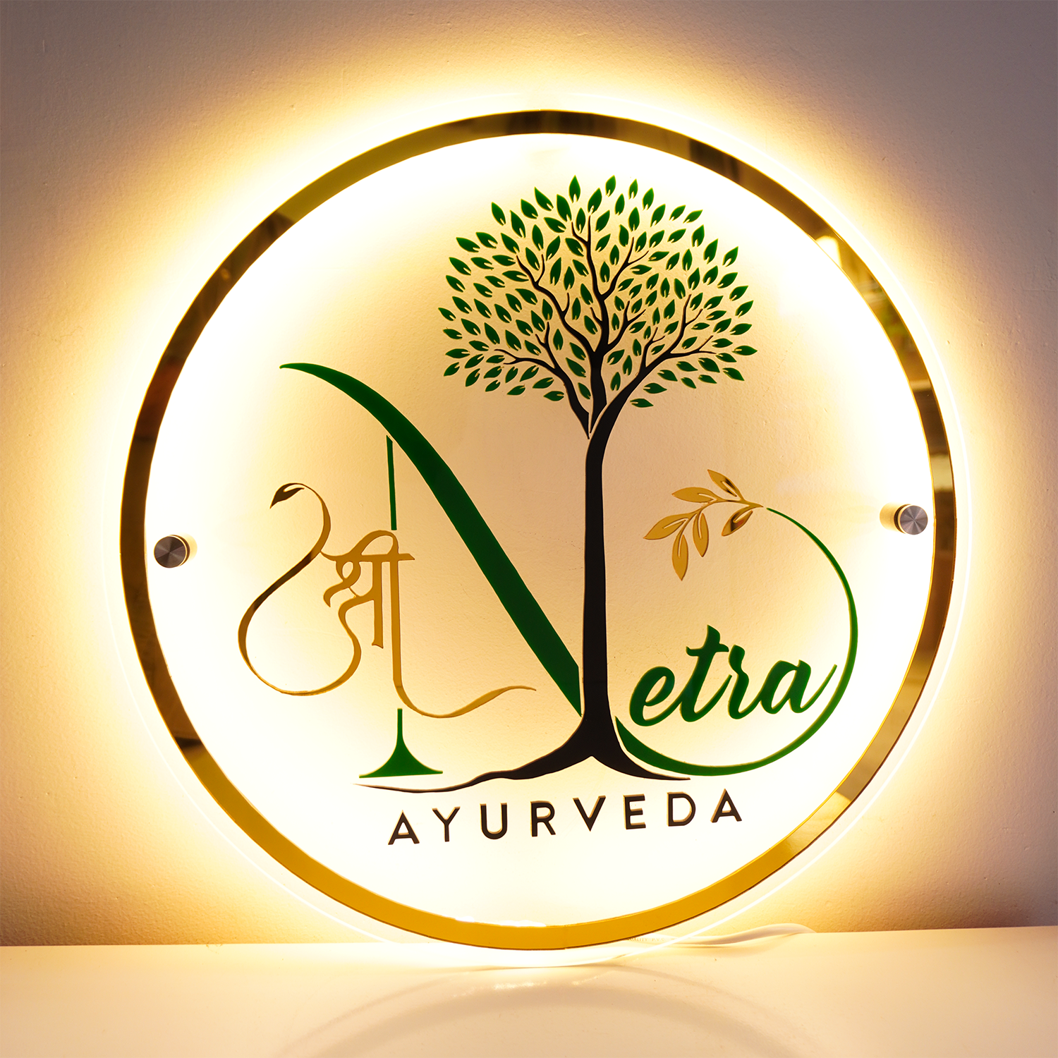 Custom 3D Clear Acrylic Round Business Logo LED Signs | Custom acrylic ...